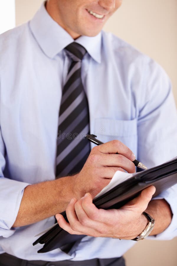 Writing Down All the Important Points. Cropped View of a Businessman ...