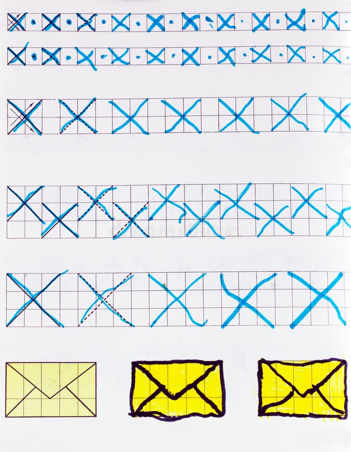 A Writing and Drawing Exercise for School Children. Stock Illustration ...