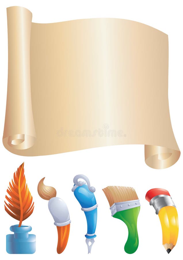 Writing, Drawing and Painting Tools Cartoon Set Stock Vector ...