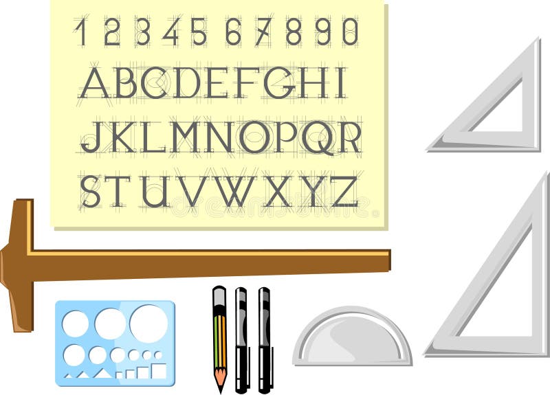 Writing and drawing tools stock photo. Image of stencil - 27738540