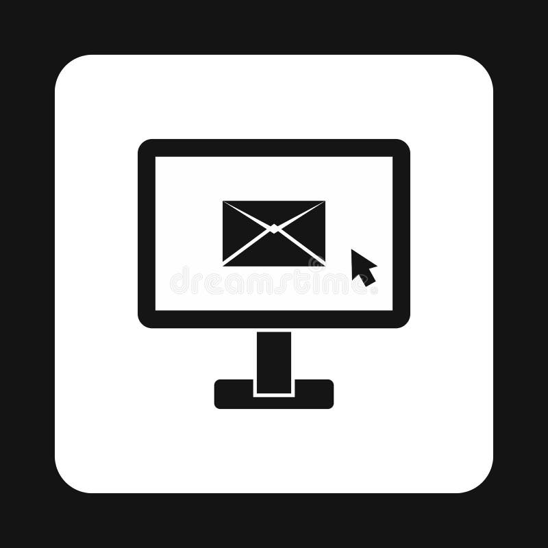 Writing E-mail on Computer Icon, Simple Style Stock Vector ...