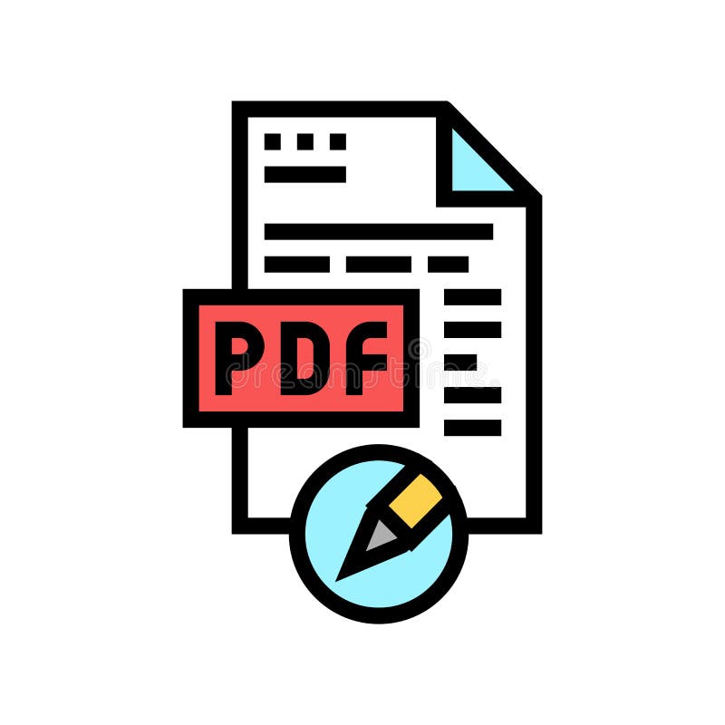Writing and Editing Pdf File Color Icon Vector Illustration Stock ...