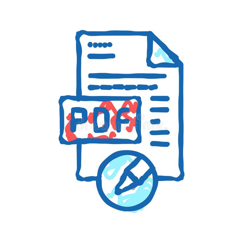 Writing and Editing Pdf File Icon Doodle Illustration Stock Vector ...