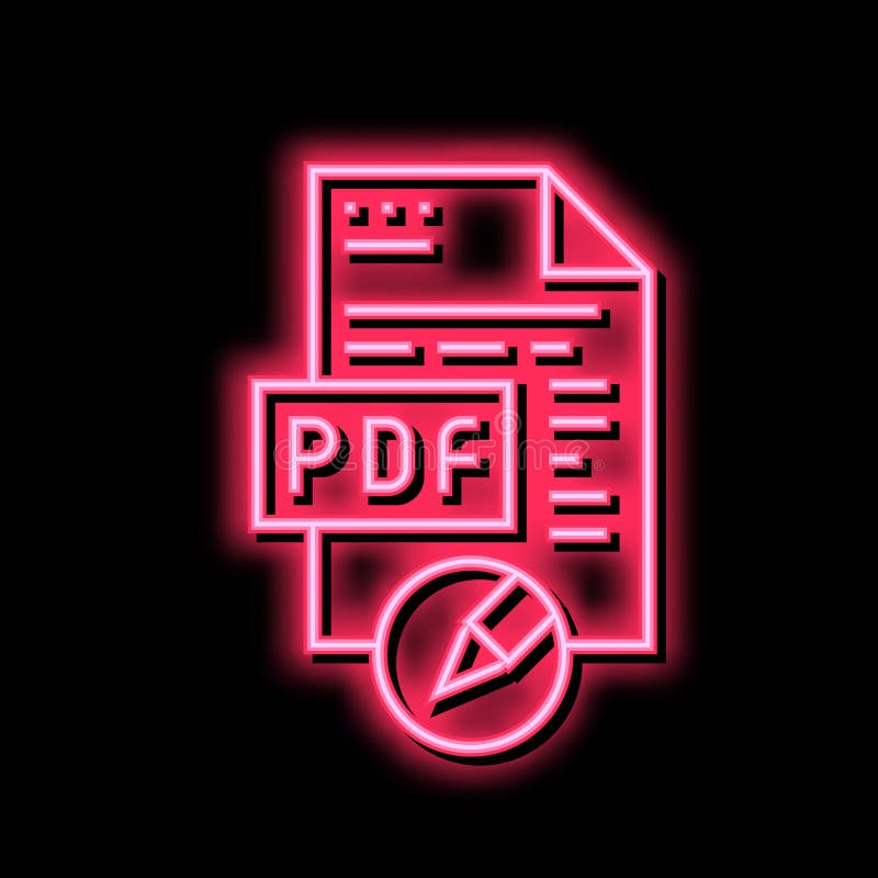 Writing and Editing Pdf File Neon Glow Icon Illustration Stock Vector ...