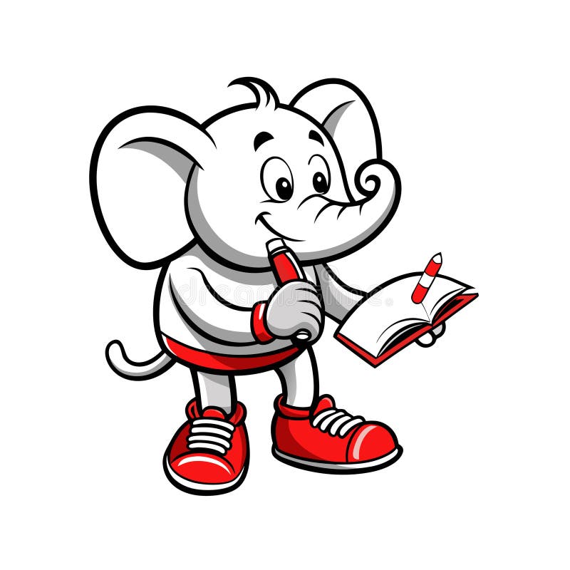 Writing Elephant in a Trembling State Stock Illustration - Illustration ...