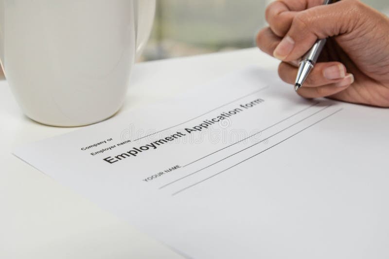 Writing Employment Application Form Stock Photo - Image of text ...