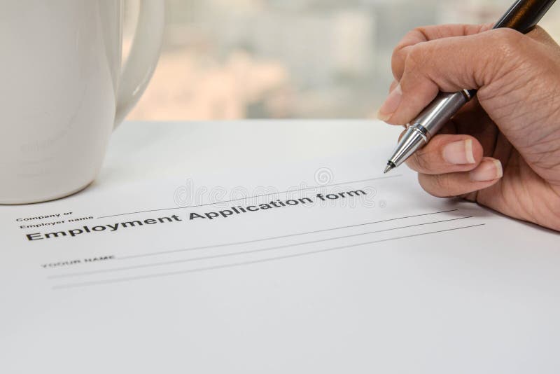 Writing Employment Application Form Stock Photo - Image of hand ...