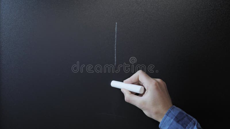 Writing Exclamation Mark with Chalk on Blackboard. Hand Drawing ...