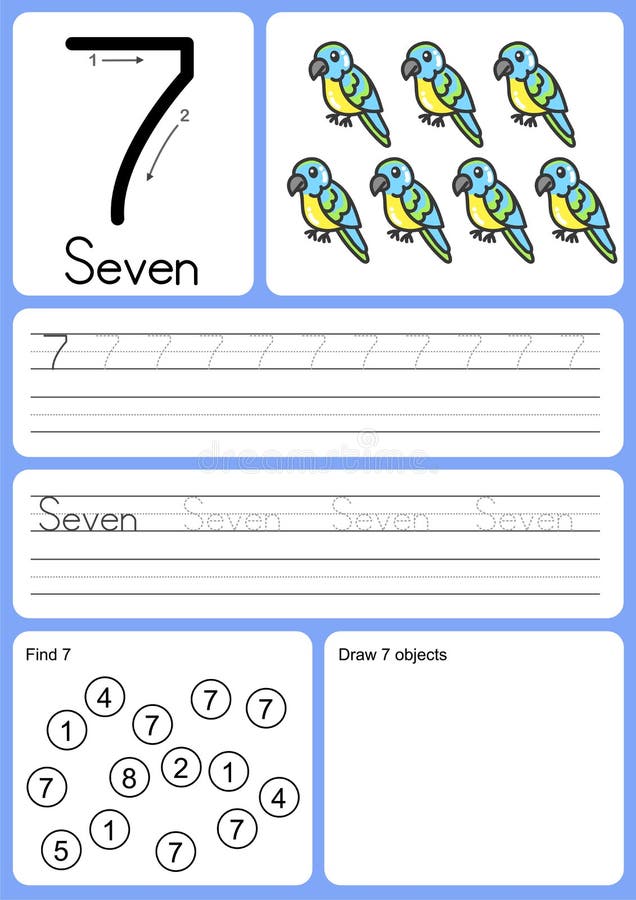 Coloring, Tracking, Matching and Drawing Object of Number Stock Vector ...