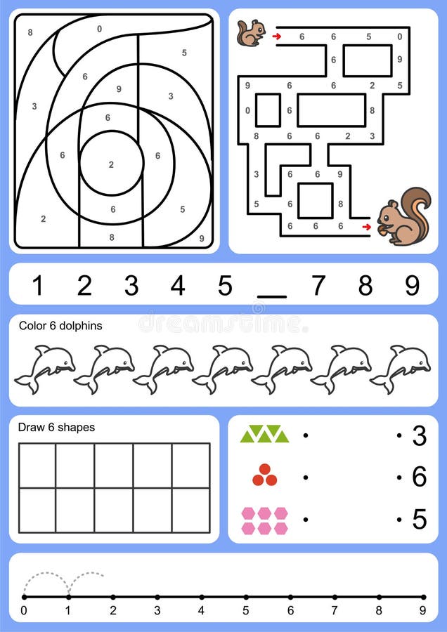 Coloring, Tracking, Matching and Drawing Object of Number Stock Vector ...