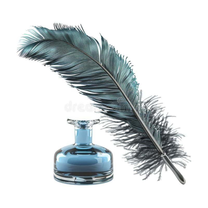 Writing Fur with Ink Pot on Transparent Background - Ai Generated Stock ...