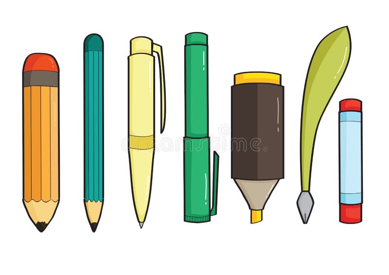 Writing instruments tips stock vector. Illustration of crayon - 42302809