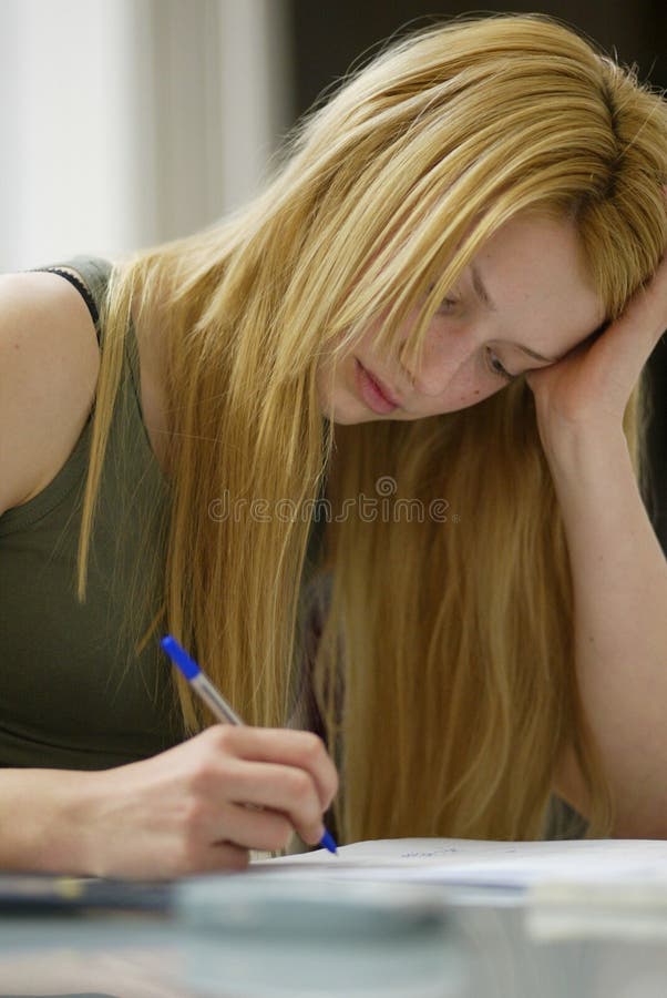 Writing girl stock image. Image of learning, studies - 13387375