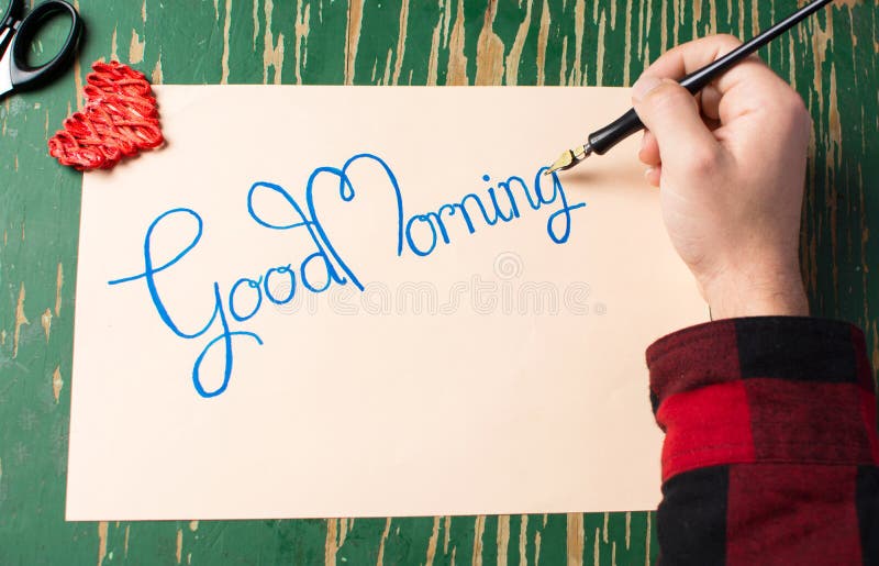 Writing a Good Morning Note Top View Stock Photo - Image of regard ...