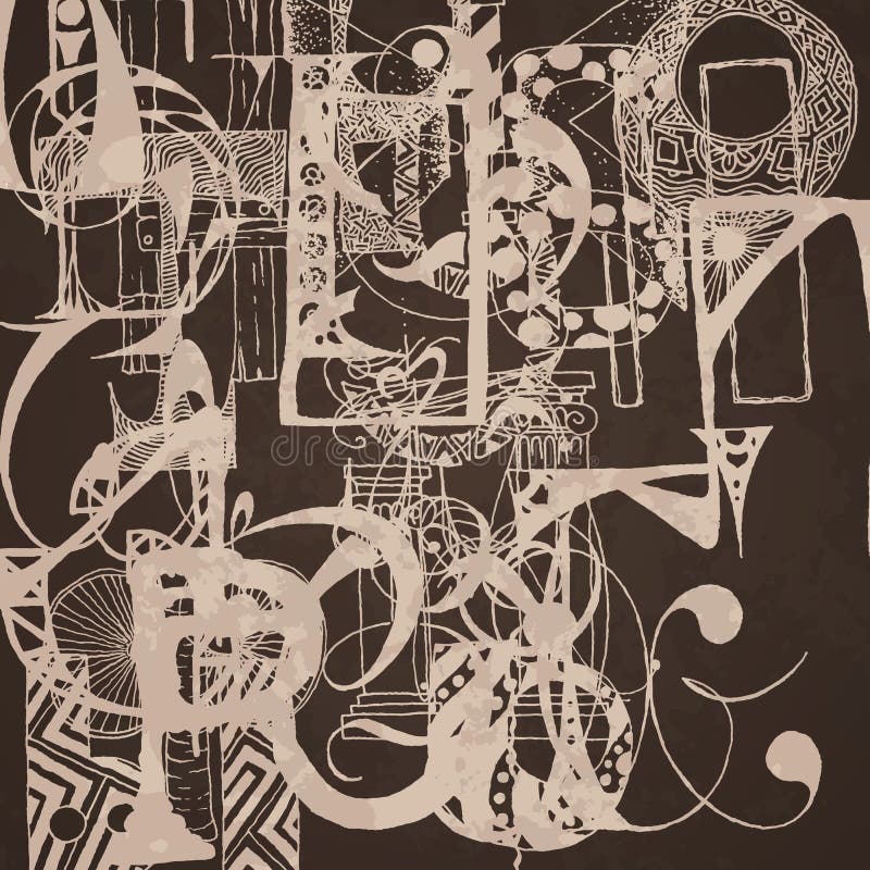 Writing, Grunge Doodle Background. Hand Drawn Abstract Letters Stock ...