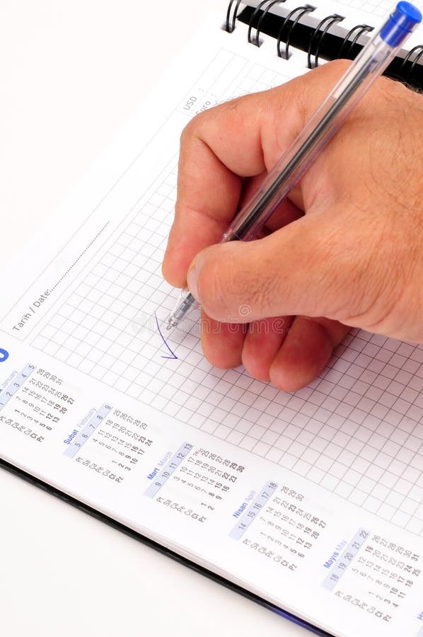 Writing hand stock photo. Image of calendar, pencil, hand - 7527288