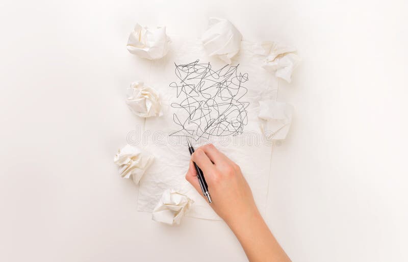Writing Hand in Crumpled Paper Stock Illustration - Illustration of ...