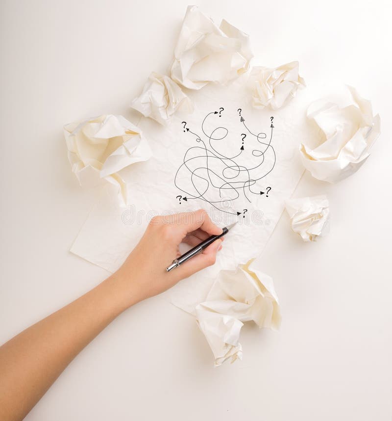 Writing Hand in Crumpled Paper Stock Illustration - Illustration of ...