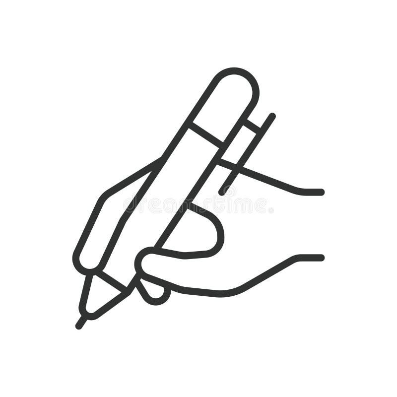 Writing Hand, Icon in Line Design. Writing Hand, Pen, Handwriting ...