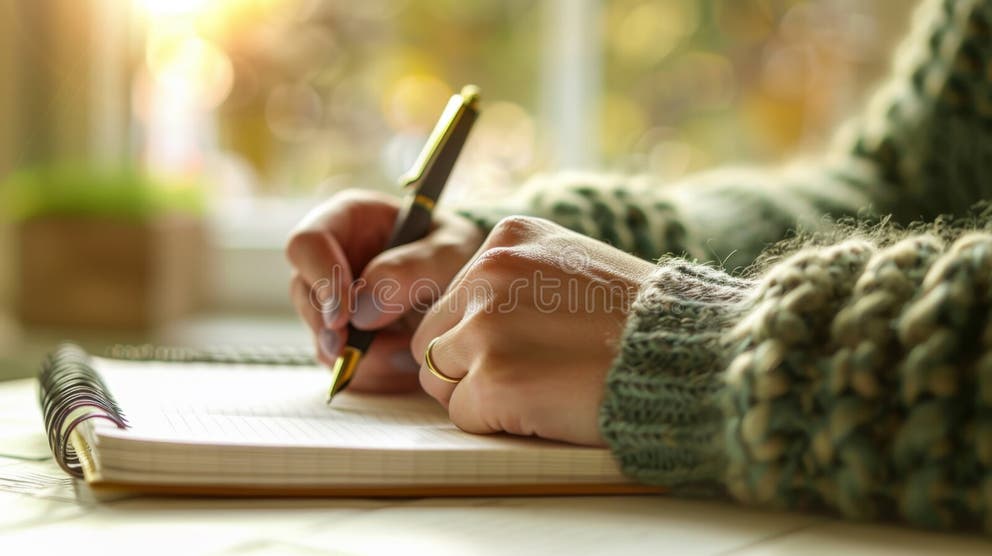 The Writing Hand Journaling. AI Generated Stock Image - Image of desk ...