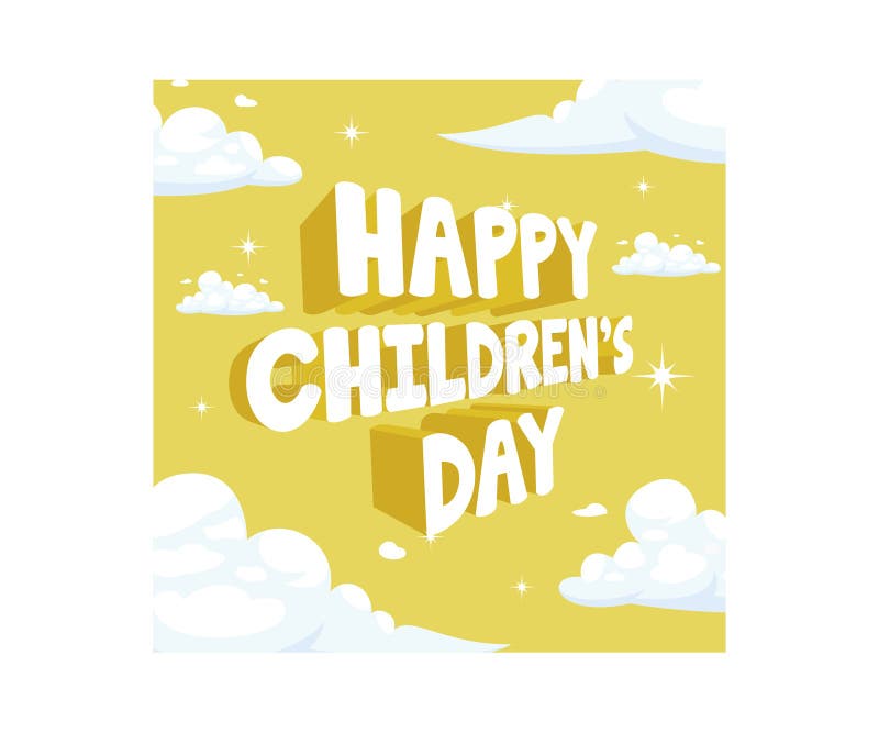 Writing Happy Children Day among the Clouds in the Sky. a Children ...