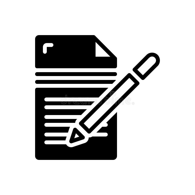 Black Solid Icon for Writing, Editors and Writer Stock Vector ...