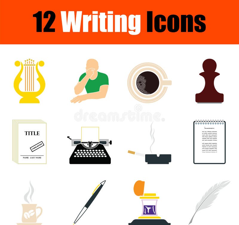 Writing Icon Set stock vector. Illustration of flat - 207635413