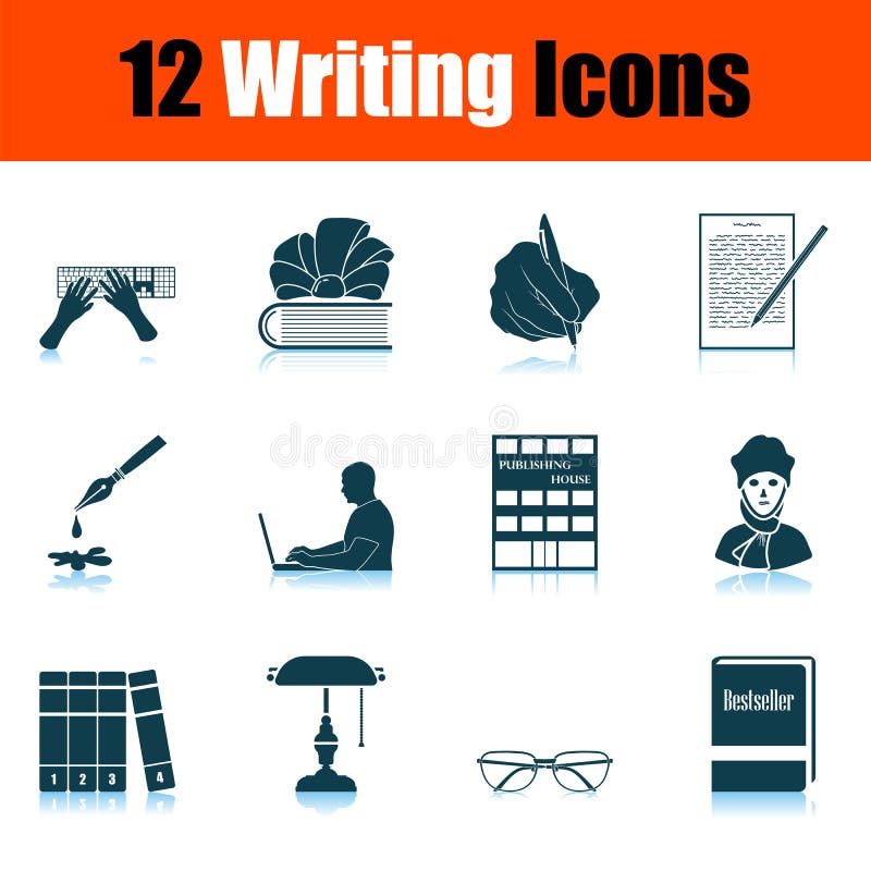 Writing Icon Set stock vector. Illustration of inkstand - 146071883