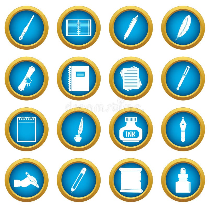 Writing Icons Blue Circle Set Stock Vector - Illustration of notepad ...