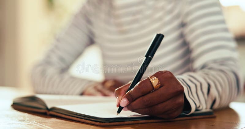 Writing, Idea and Notebook with Hands of Woman at Home for Schedule ...