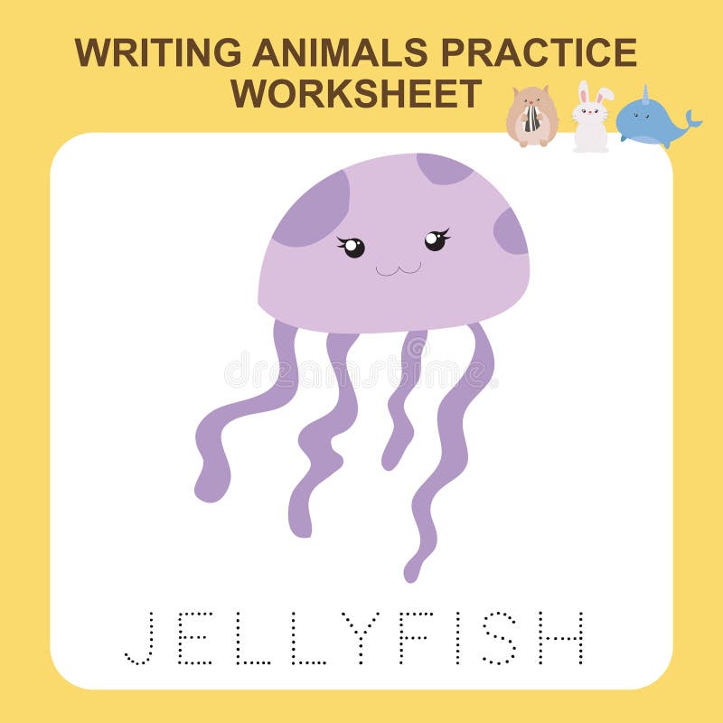 Writing Animals Practice Worksheet Stock Vector - Illustration of ...