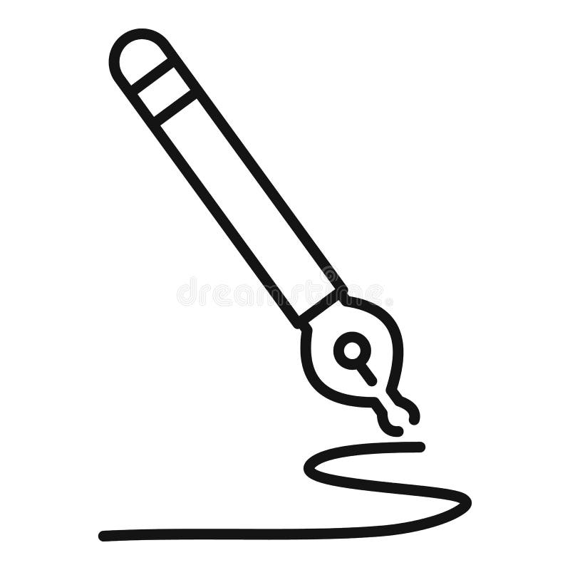 Writing Ink Pen Icon, Outline Style Stock Vector - Illustration of ...
