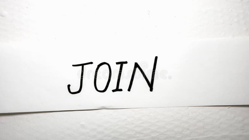 Writing Join on White Label on White Background Stock Image - Image of ...