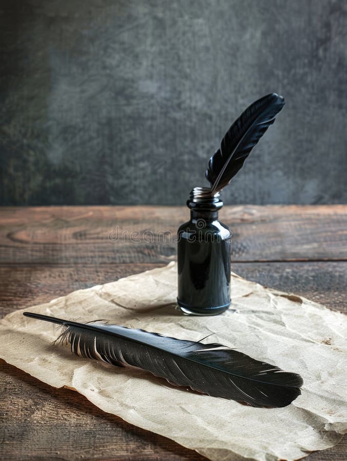 Writing Kit on Old Parchment Stock Photo - Image of painted, black ...