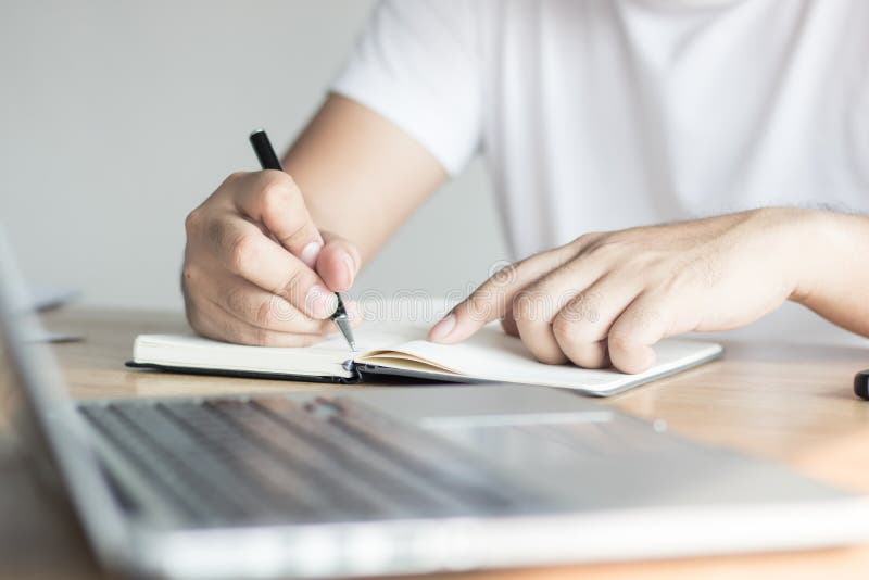 Writing, Knowledge and Learning Concept, Hand of Man Recording I Stock ...