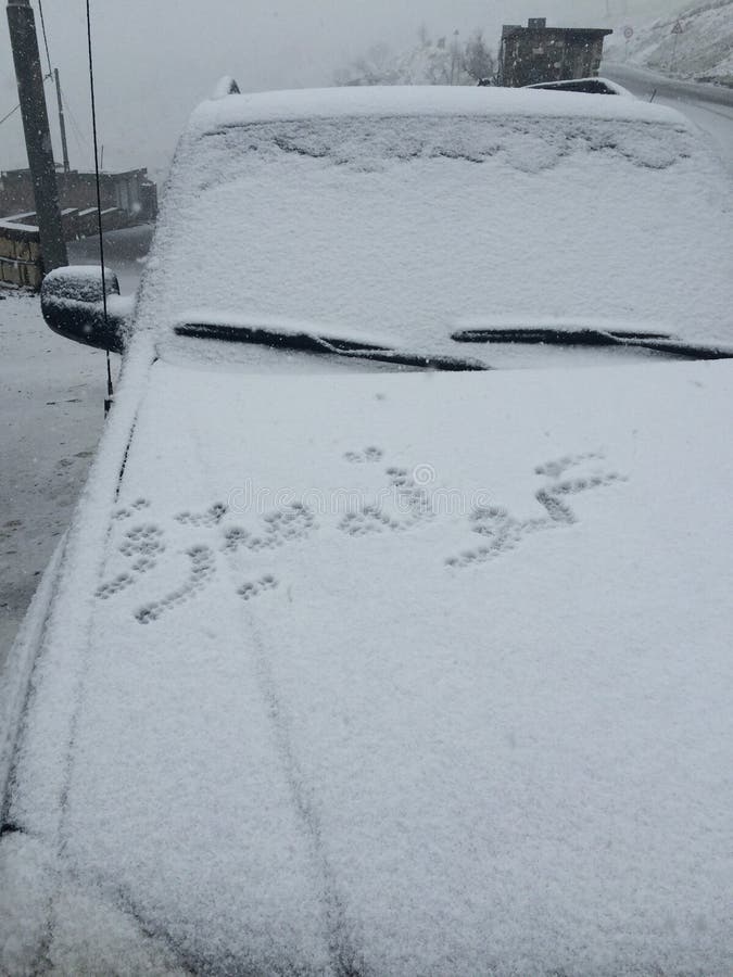 Writing on snow stock photo. Image of cold, hand, hawler - 124495658