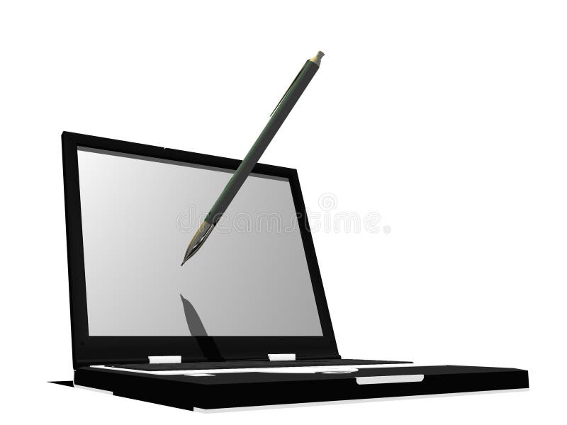 Writing on the laptop stock illustration. Illustration of assignment ...