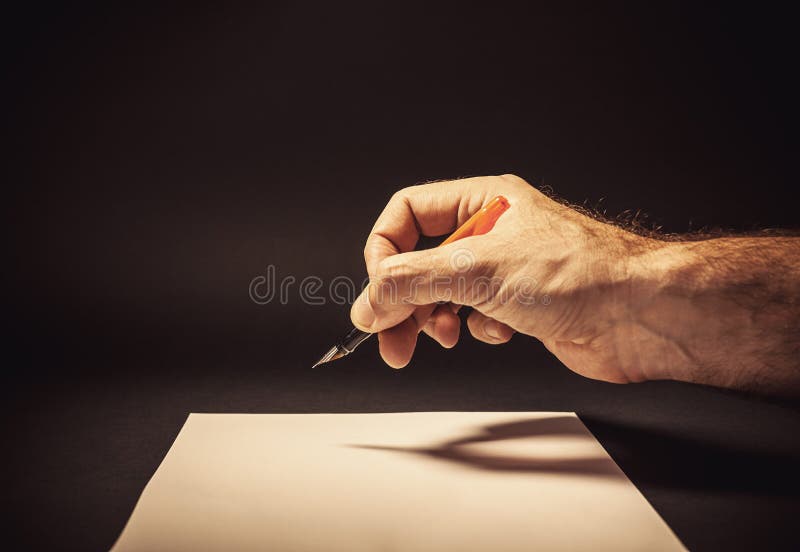 Writing a Letter by a Man stock image. Image of fingers - 76512101