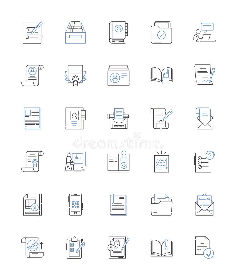 Writing Line Icons Collection. Penning, Authoring, Scribbling ...