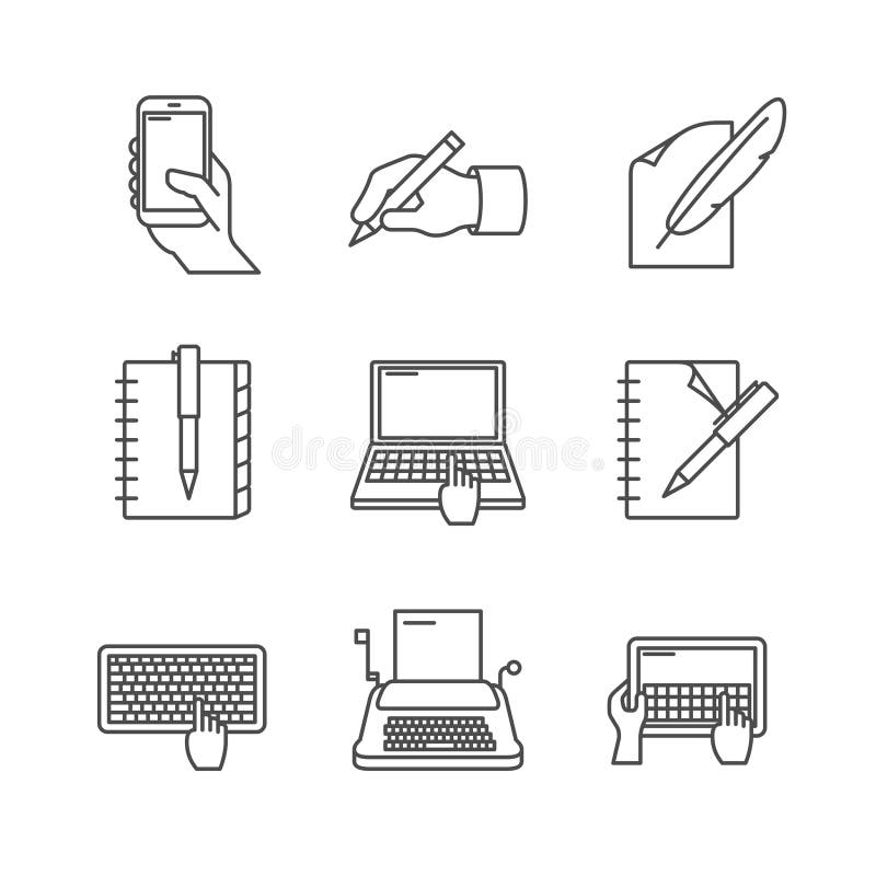 Writing icons stock vector. Illustration of office, correspondence ...