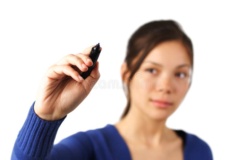 Writing with pen on screen stock image. Image of caucasian - 12383303