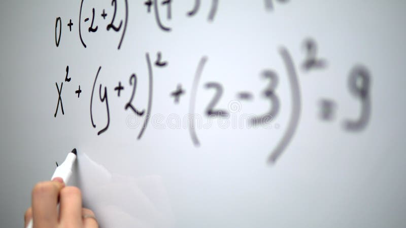 Teacher Writing Math Equation on Whiteboard. School Math Lesson Stock ...