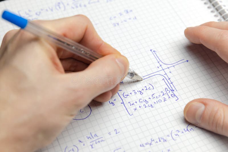 Writing Math Exercise Closeup Photo Stock Photo - Image of educational ...