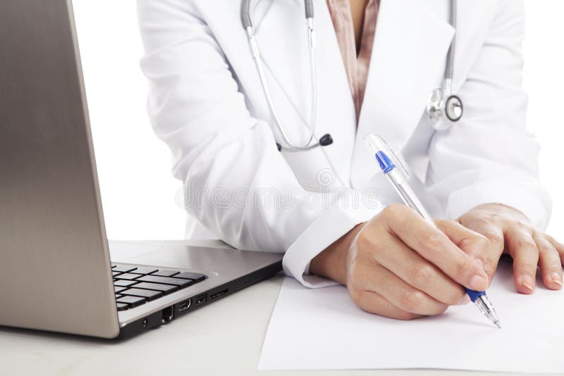 Writing a medical report stock photo. Image of computer - 25054332