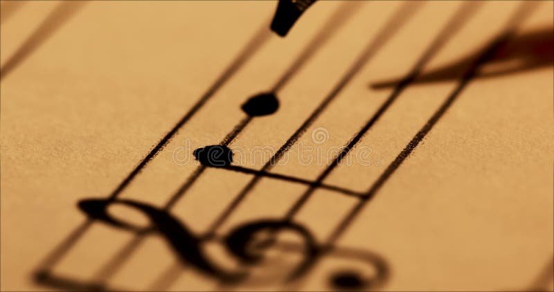 Writing Musical Notes with Quill Pen and Ink Stock Footage - Video of ...