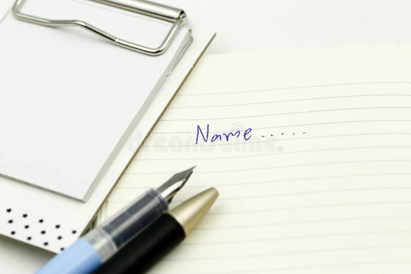 Writing the Name on a Paper with a Pen Using for Concept of Namesake ...
