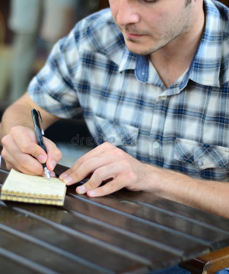 Writing note stock image. Image of male, study, table - 27067287
