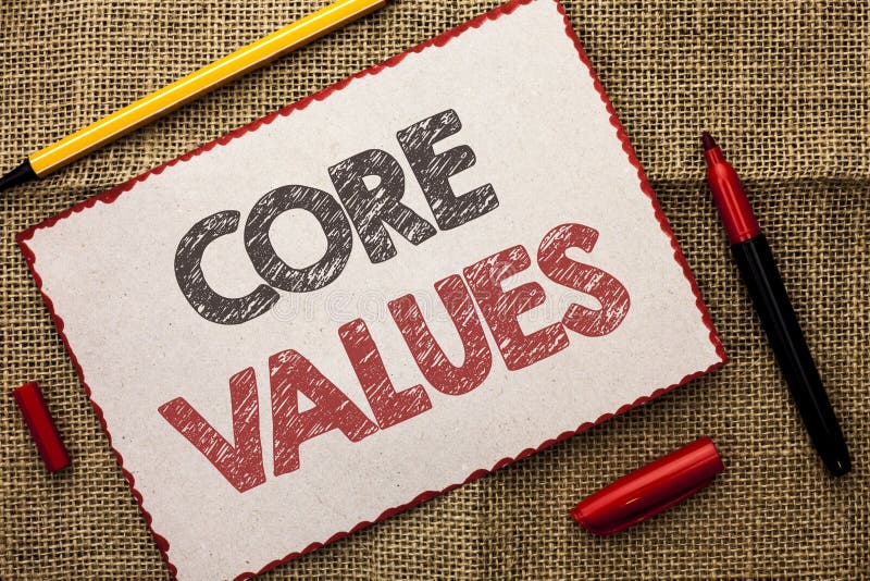 Writing Note Showing Core Values. Business Photo Showcasing Principles ...