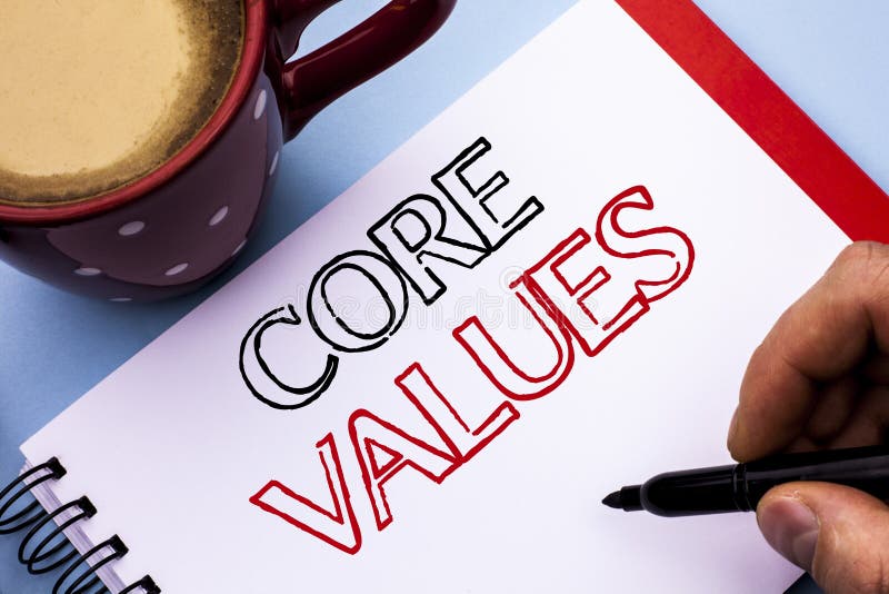 Writing Note Showing Core Values. Business Photo Showcasing Principles ...