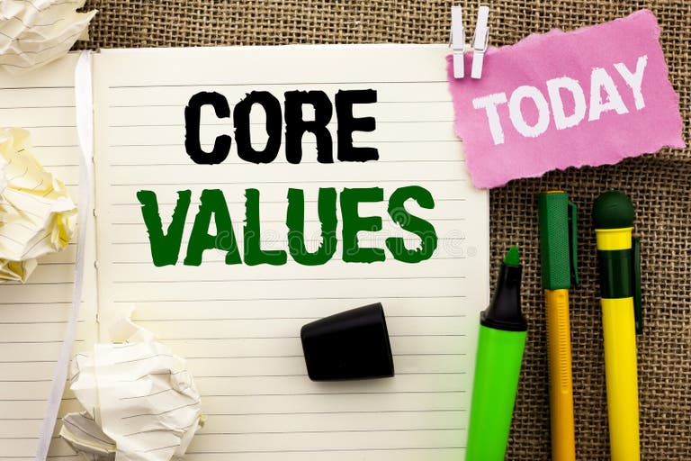 Writing Note Showing Core Values. Business Photo Showcasing Principles ...